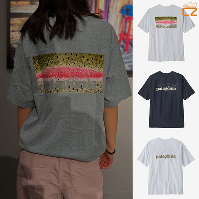 巴塔哥尼亚26新款Patagonia  海浪LOGO图案 男女同款混纺短袖T恤