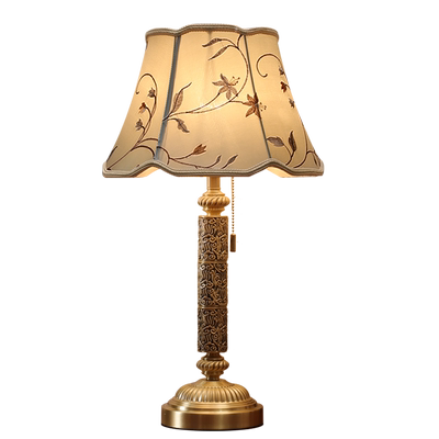 美式欧式奢华复古全铜床头卧室客厅沙发角几装饰灯新中式台灯拉线
