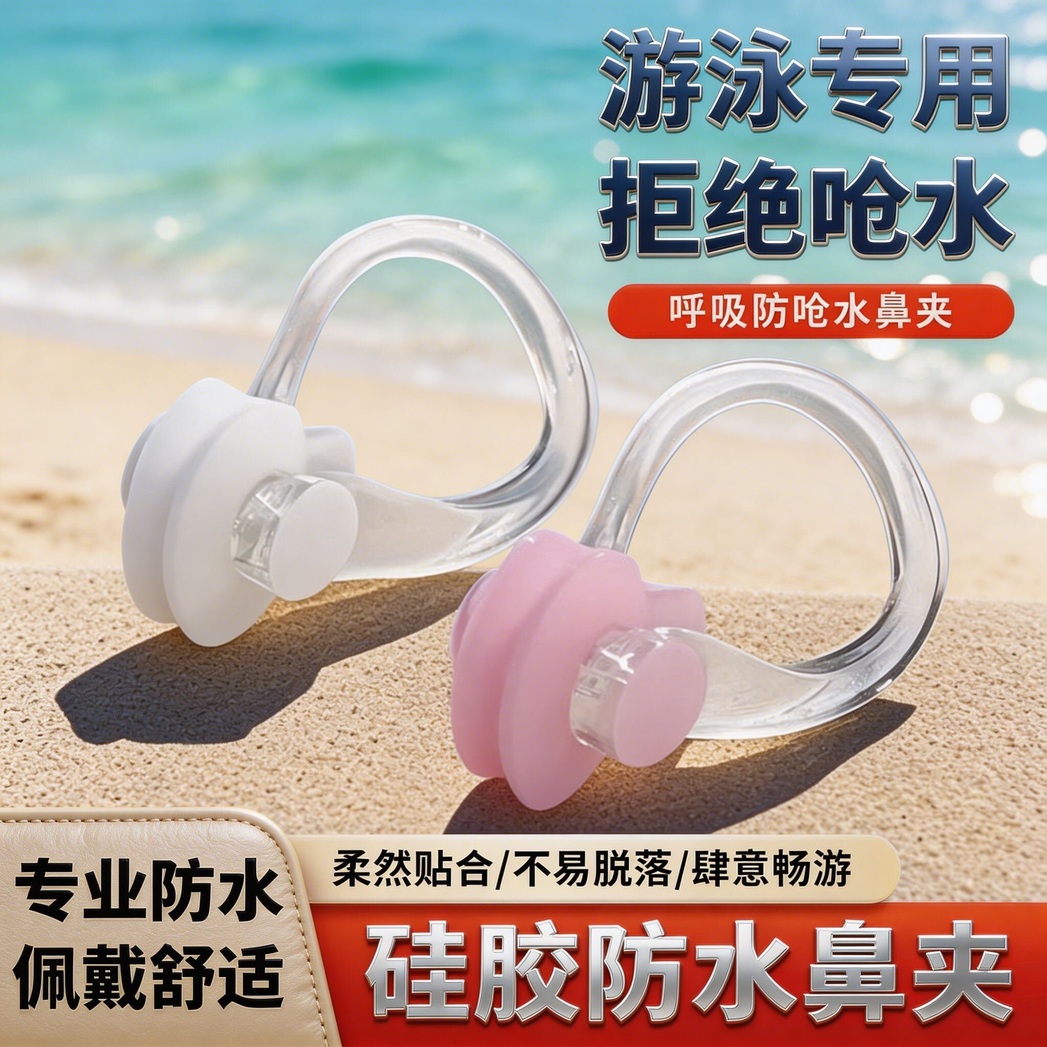 游泳鼻夹防水硅胶防呛成人用训练硅胶游泳装备水上乐园防呛专用8