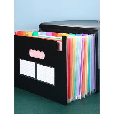 A4 Accordion Folder with Colored Tabs Plastic File