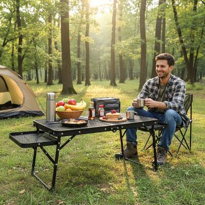 Folding Grill Table with 2 Wing Panels Tailgate Tables