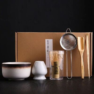 6 Pcs Bamboo Matcha Whisk Scoop and Holder Matcha Bowl with