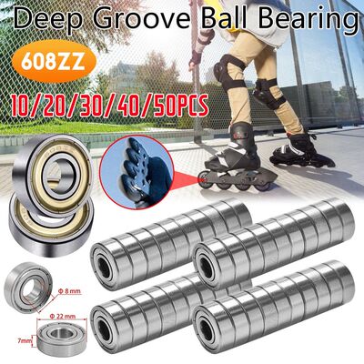10Pcs 608ZZ Deep Groove Ball Bearing Single Row Miniature