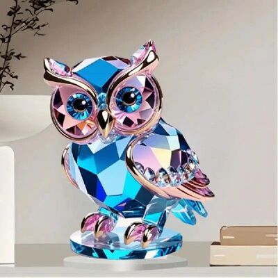 Cute Crystal Acrylic Owl Desktop Decoration 15cm X 15cm