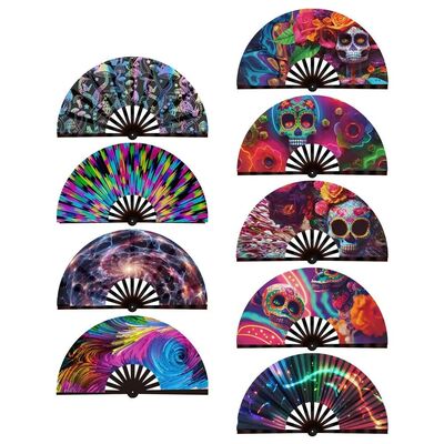 Ten Inch Fluorescent fan UV Glow Lightweight Tai Chi Fan