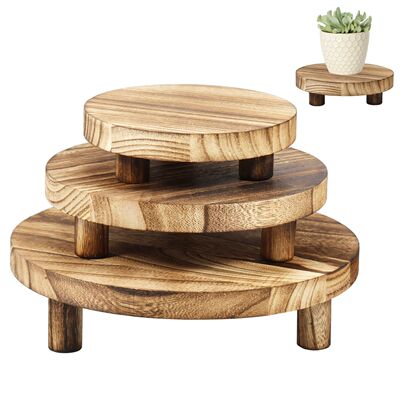 3Pcs Wooden Stool Display Stand 3 Sizes Wood Plant Holder