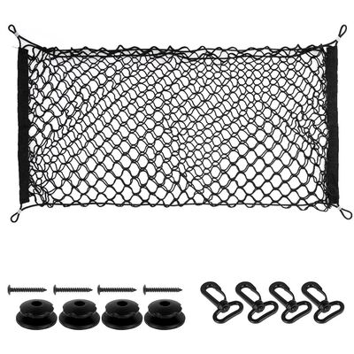 Car Trunk Cargo Net with 4 Hooks Adjustable Car Net Elastic