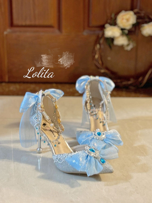 长夜cos高跟鞋洛丽塔鞋18岁成人礼婚鞋尖头蝴蝶结细高跟鞋花嫁鞋