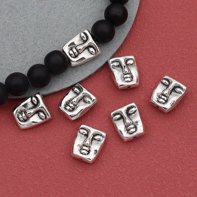 EMO了个性扑克脸表情合金隔珠 藏银饰品手工串珠散珠diy配件