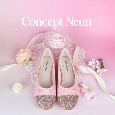 Concept Neun Every Girl's系列拼接粉色亮片圆头芭蕾单鞋