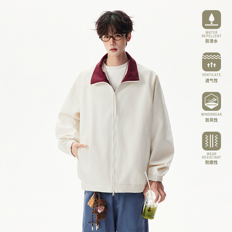 HANSHIXUN 撞色立领夹克男秋季新款潮牌青少年宽松休闲百搭棒球服