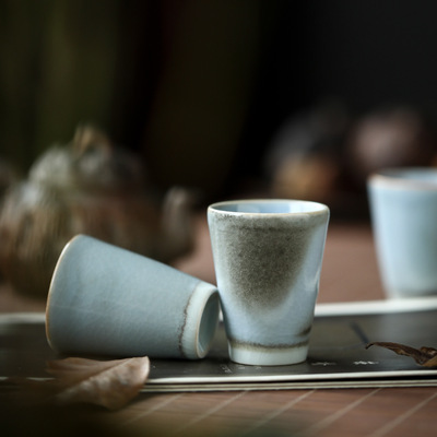 晴先生陶瓷茶杯墨云蓝闻香主人杯小茶杯苏打蓝原矿杯40ml小品杯