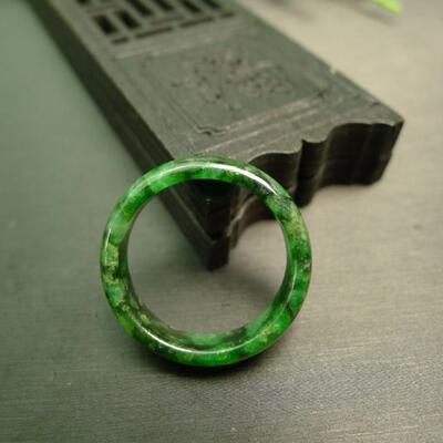 特价#8096 22号圈口满绿天然A货老翡翠戒指指环