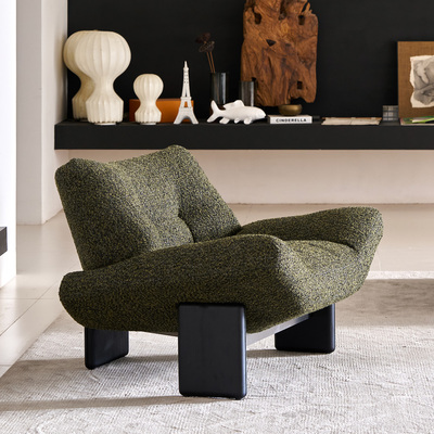 艾米休闲椅意式极简风格绿色布艺