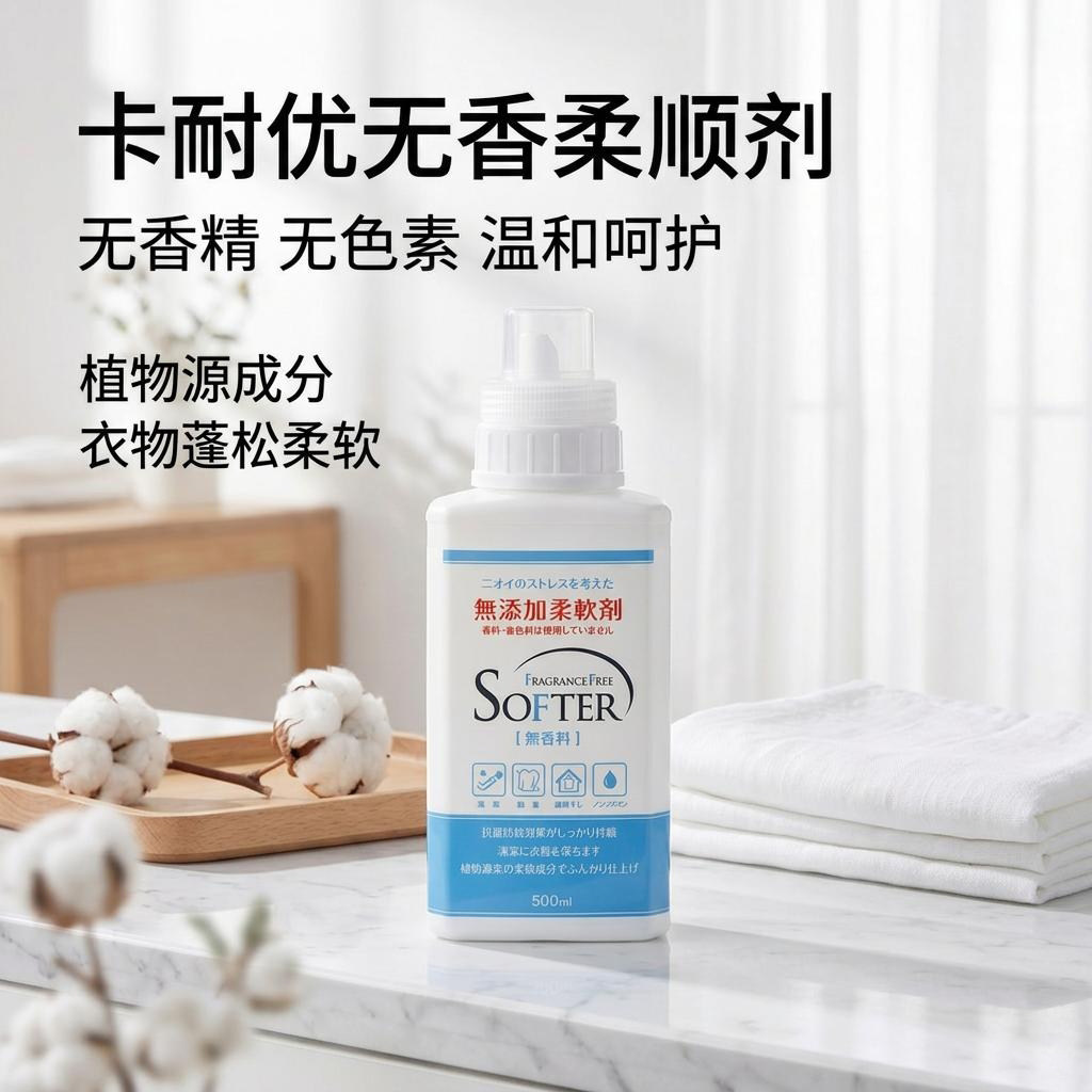 日本进口卡耐优无香衣物柔顺剂蓬松柔软植物成分温和呵护柔软剂