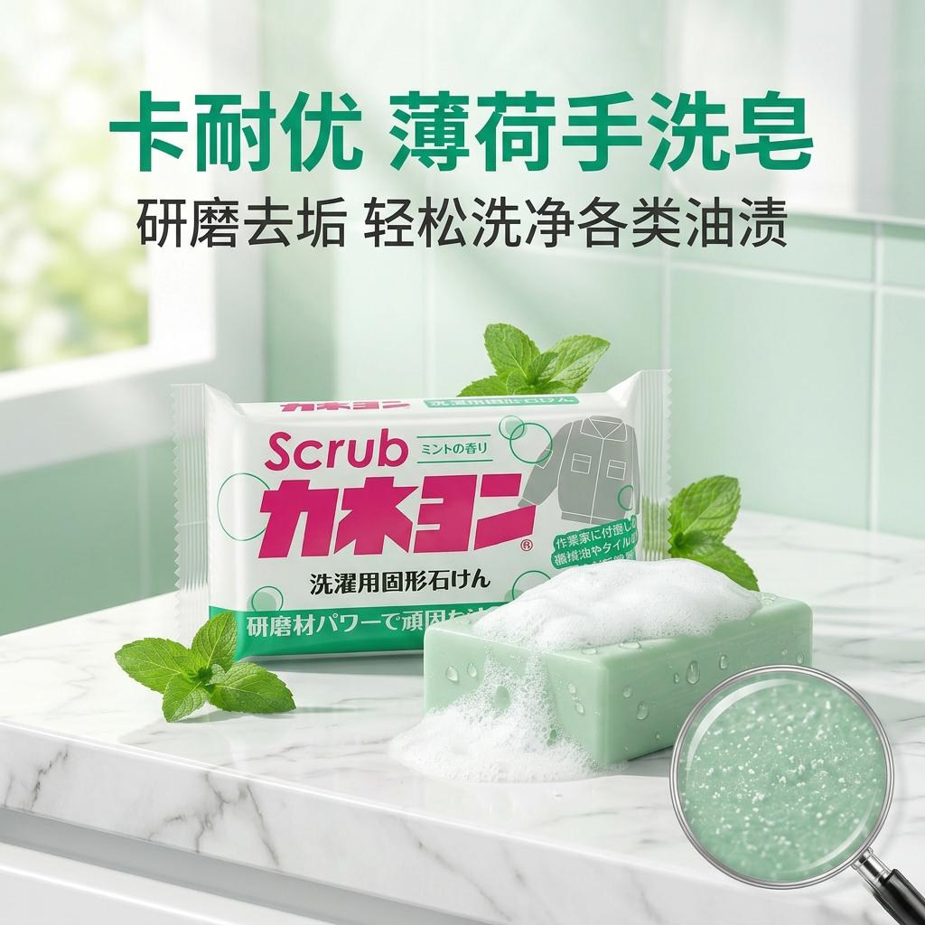 日本原装进口卡耐优薄荷手洗皂去污渍洗衣皂轻松洗净各类污渍