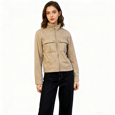 C0834任3件包邮外贸欧美单女士毛呢外套新款翻脸拉链宽松百搭上衣