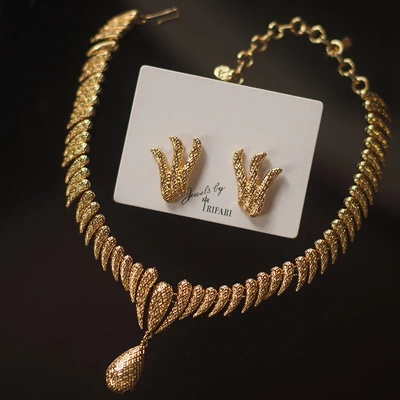 法式复古流苏耳环Trifari翠法丽monet莫奈中古vintage耳夹项链