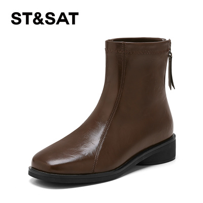 星期六时尚百搭简约通勤短靴女