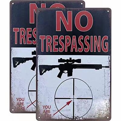 美利坚洋行禁止穿越警示语告示牌NO TRESPASSING洋铁皮领地标示牌