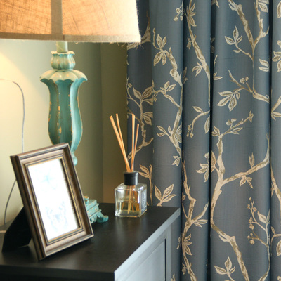 双面花纹遮光雪尼尔客厅美式窗帘