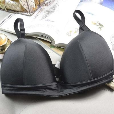 外贸清仓纯色黑色光面无钢圈舒适透气日单文胸大罩杯