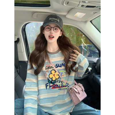 减龄长袖t恤女2025新款春秋季美