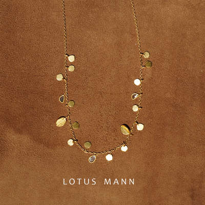 叶影.天然干邑色钻石与手工银项链银镀22K金 波尔基钻石