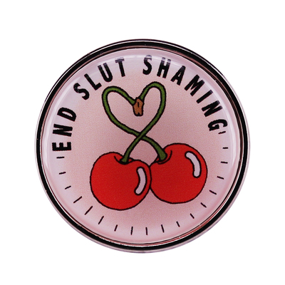 end slut shaming Cherry Brooch feminist girl Power badge pin