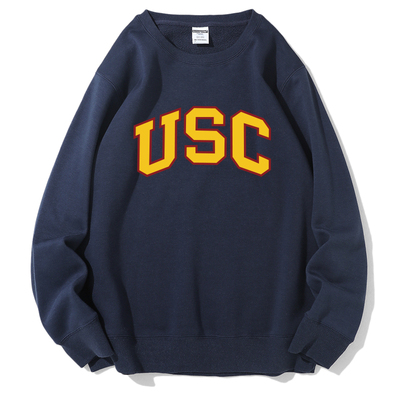 新品USC南加利福尼亚大学纪念圆领加绒卫衣班服校服毕业酒红定制