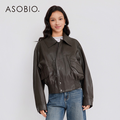 Asobio机车翻领PU夹克修身短外套2025秋冬通勤帅气都市休闲女278