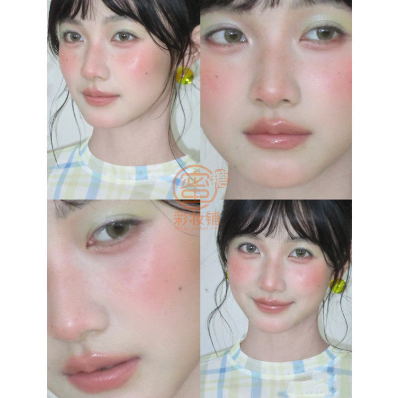 ins日杂 春日奶橘蜜瓜妆 清透感少女甜美彩色细闪黄绿蓝粉眼影盘