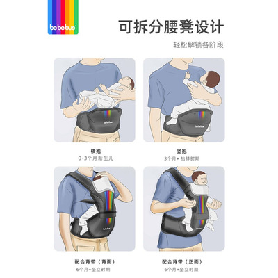 【品牌源头】bebebus腰凳婴儿宝宝前抱式抱娃升级款轻享家新背带