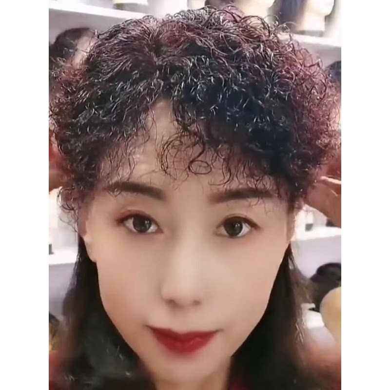 烫假发女卷发发扣假头发老年人真人发丝小卷假发片短卷发洋气