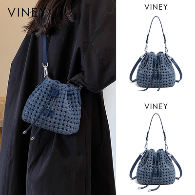 Viney水桶包包女款2026新款女包编织包单肩斜挎包高级感菜篮子包