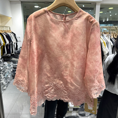 涉宿25-0285重工蕾丝刺绣衬衫