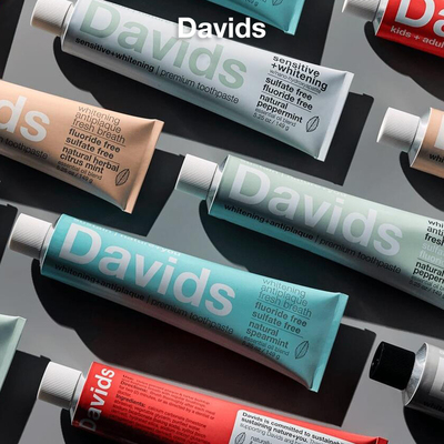 Davids-活性炭美白抗牙菌斑薄荷留兰香草莓味 儿童成人无氟牙膏