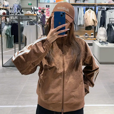 阿迪达斯三叶草女短夹克丝绒