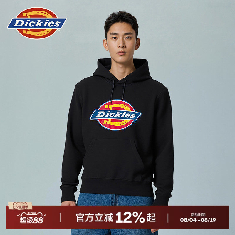 Dickies帝酷适26春秋经典三色大LOGO连帽毛圈布印花卫衣男女情侣J