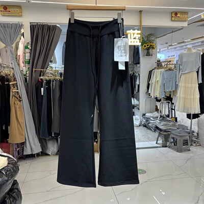 摩登mdeng197高腰抽绳微喇裤女2026春新垂感显瘦拖地休闲裤 K8156