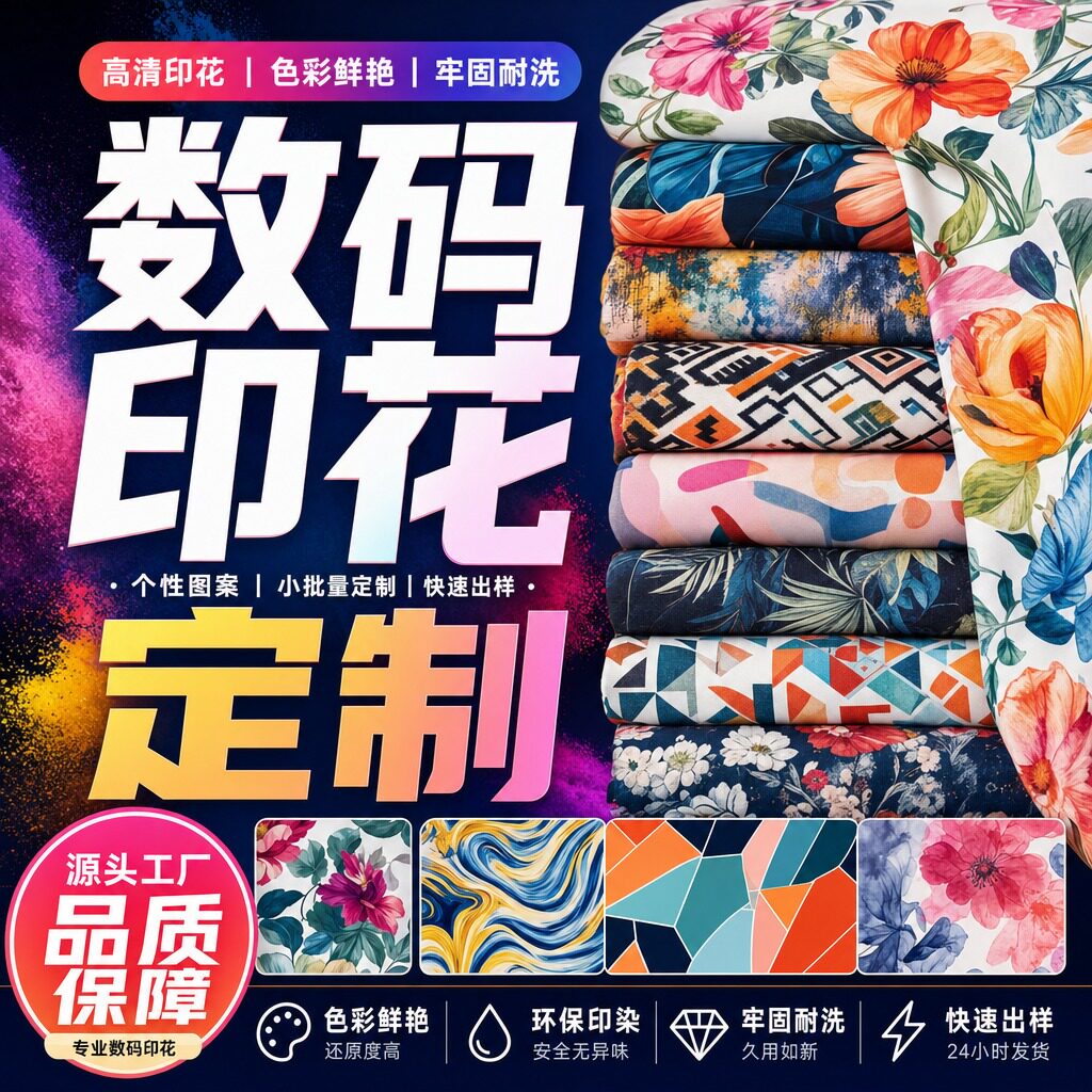 数码印花定制加工面料布料 打样图案毕设打印 娃衣格裙汉服定做