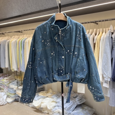 2026春季新款韩版时尚重工亮片显瘦牛仔外套女设计感小众夹克2606