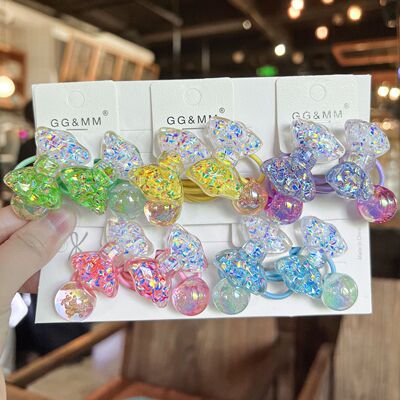 A157彩色蝴蝶结皮筋亮片发绳儿童发饰甜美发圈气泡珠头绳头饰高弹