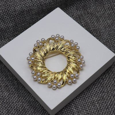 中古vintage珍珠花环打标胸针