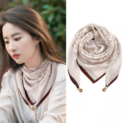 磁吸扣小围巾女春秋护颈方巾