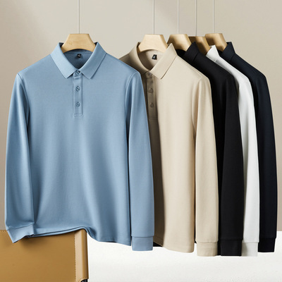 富绅男士长袖polo衫春秋透气合身保罗衫打底衫翻领外穿