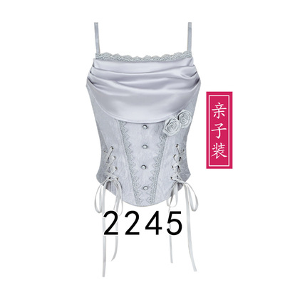 2245新款亲子装束腰吊带小上衣LOLITA短上衣样版纸样图1比1裁剪图