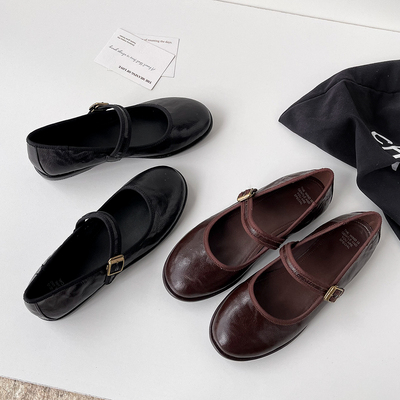 晚风芭蕾舞鞋法式真皮复古