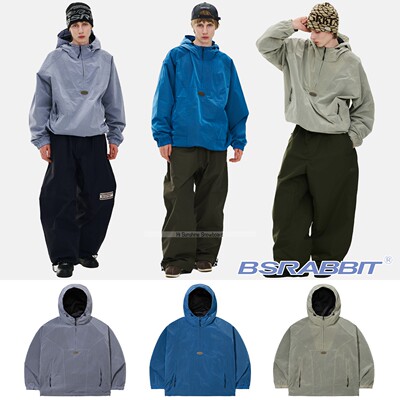 2526BSRABBIT韩国滑雪服单板双板男女防水风连帽纯色上衣收腿裤