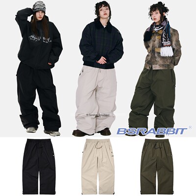 2526BSRABBIT韩国滑雪裤单板双板男女防水透气黑色米绿可收腿雪裤